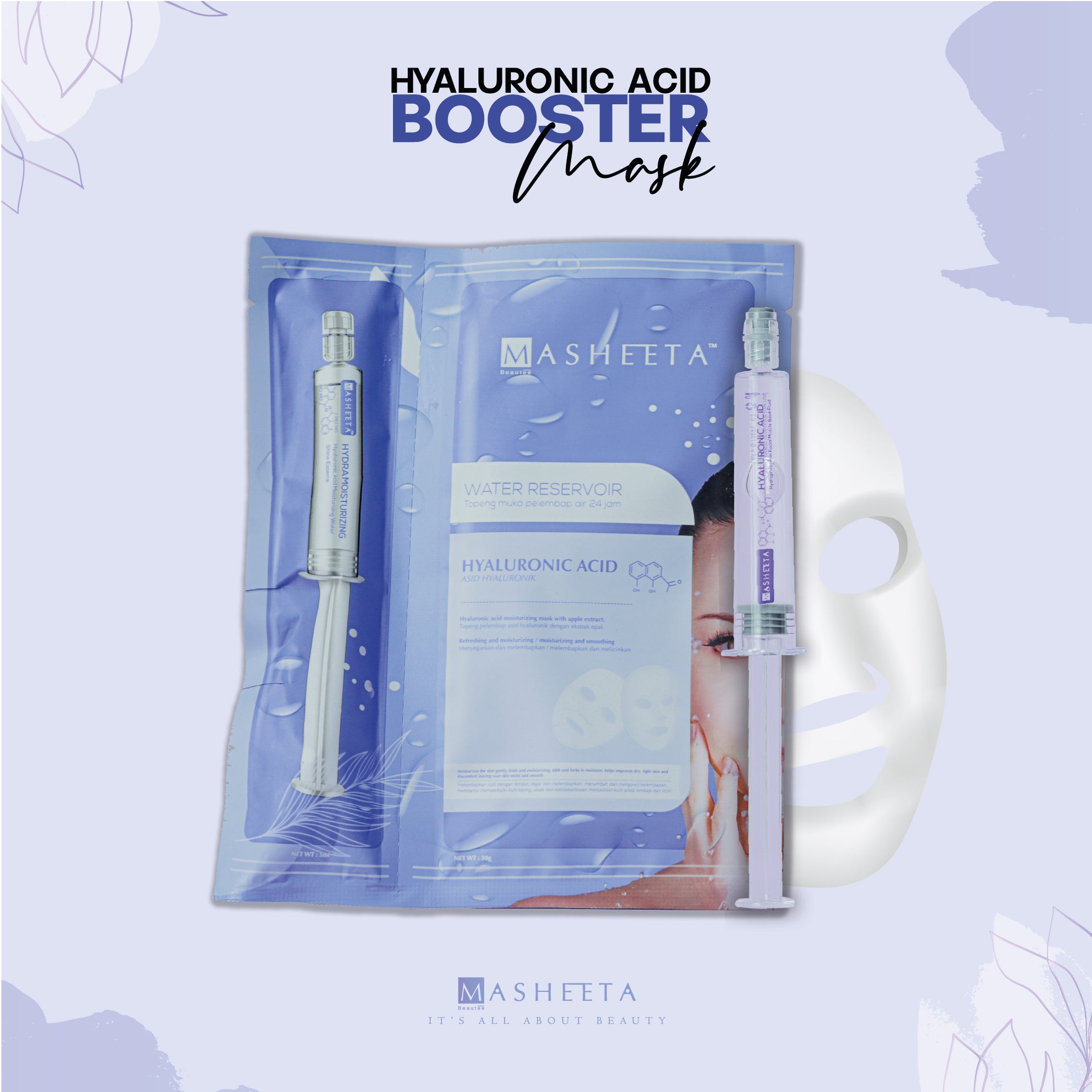 2 in 1 (HA) Booster Mask - Face Sheet Mask + Skin Booster – Masheeta Beauty